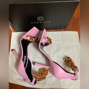 Versace | Shoes | Versace Medusa Pink And Gold Womens Heels | Poshmark